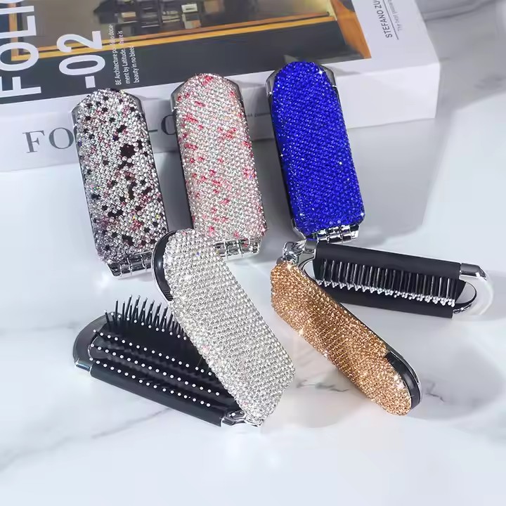 Portable 2 in 1 Diamond Folding Comb Mirror Set - Xingyue Guangzhou ...